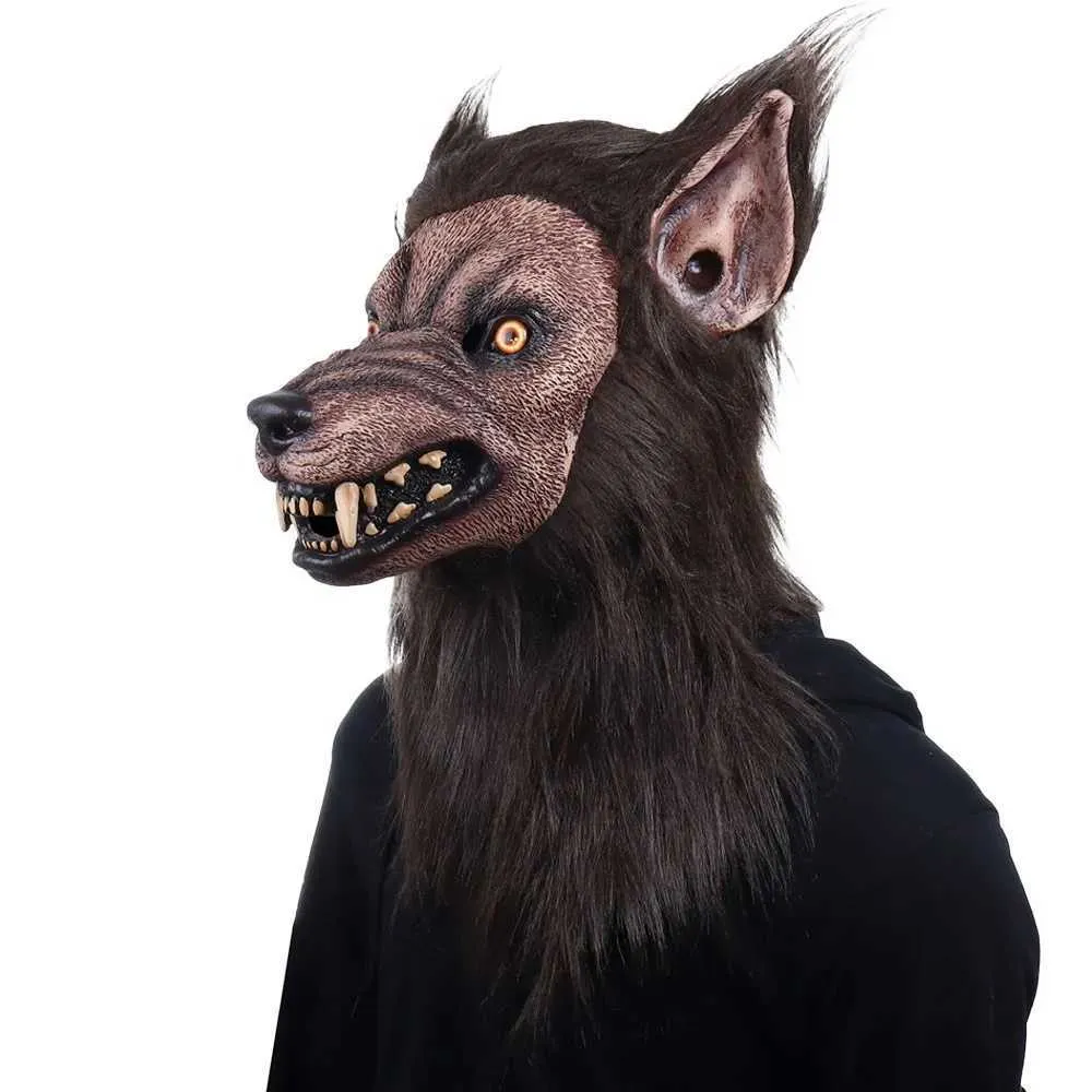 Werewolf Mask Latex Helmet for Adult Cosplay Halloween Carnival ...