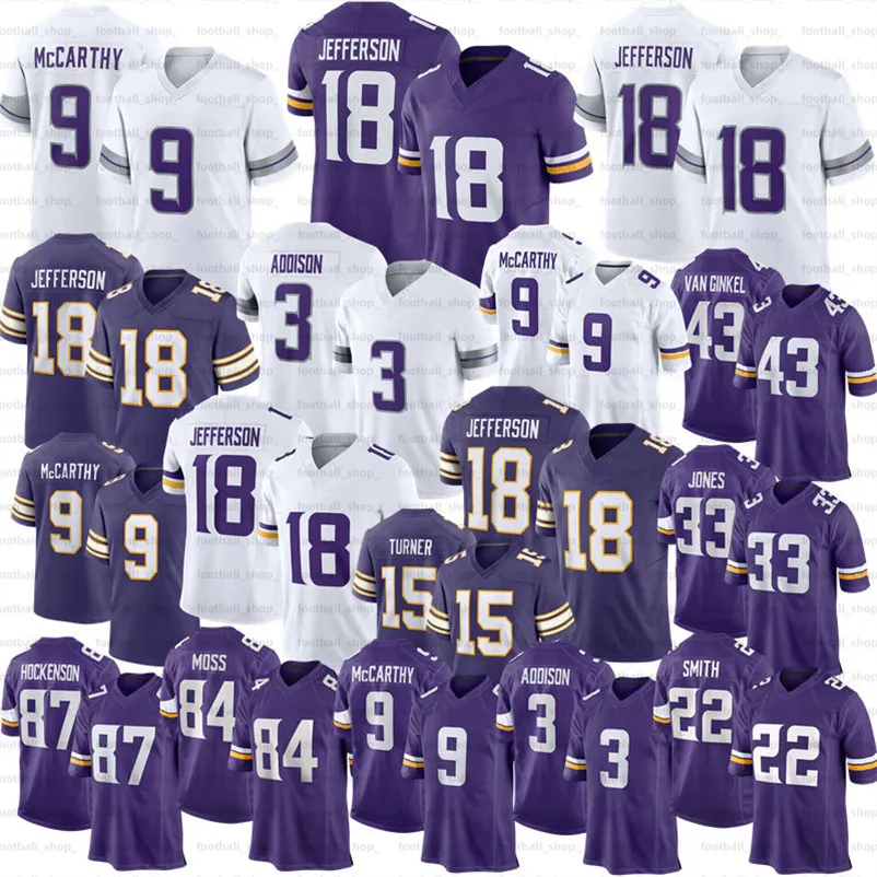 J.J. McCarthy Justin Jefferson Football Jersey T.J. Hockenson Turner ...