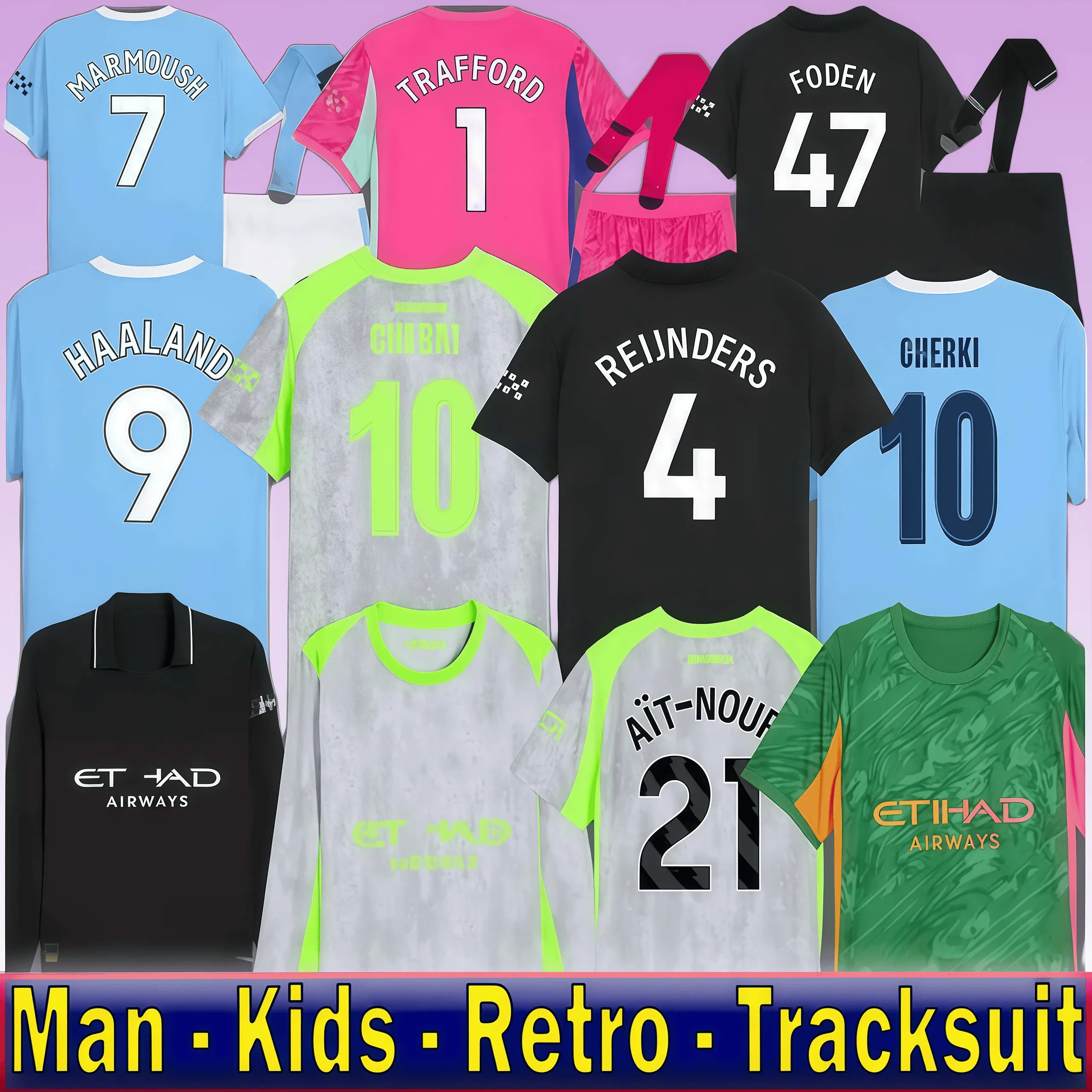 Man 25 26 HAALAND MARMOUSH SOCCER JERSEY GREALISH MAN CITIES AAREZ ...