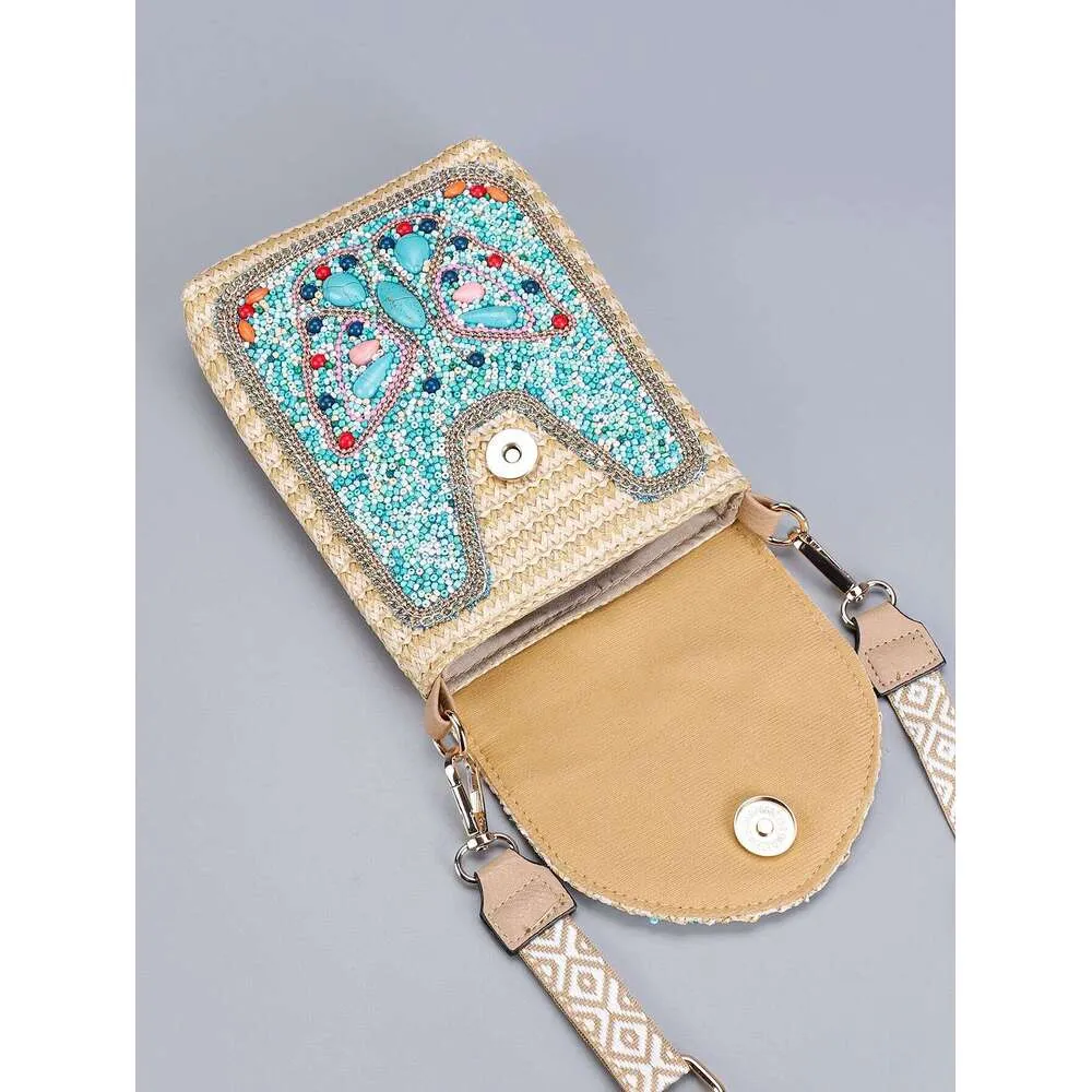 High-End Straw Crossbody, New Fashion Beaded Woven Women's Shoulder ...