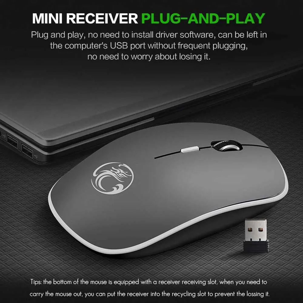 Portable 2.4G Wireless Optical Mouse, Silent Click, 3 Level DPI, Ultra ...