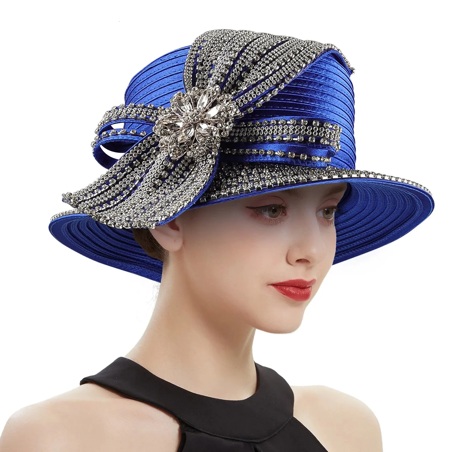Women's Satin Sun Hat for Wedding Party Fascinator, Church Banquet ...