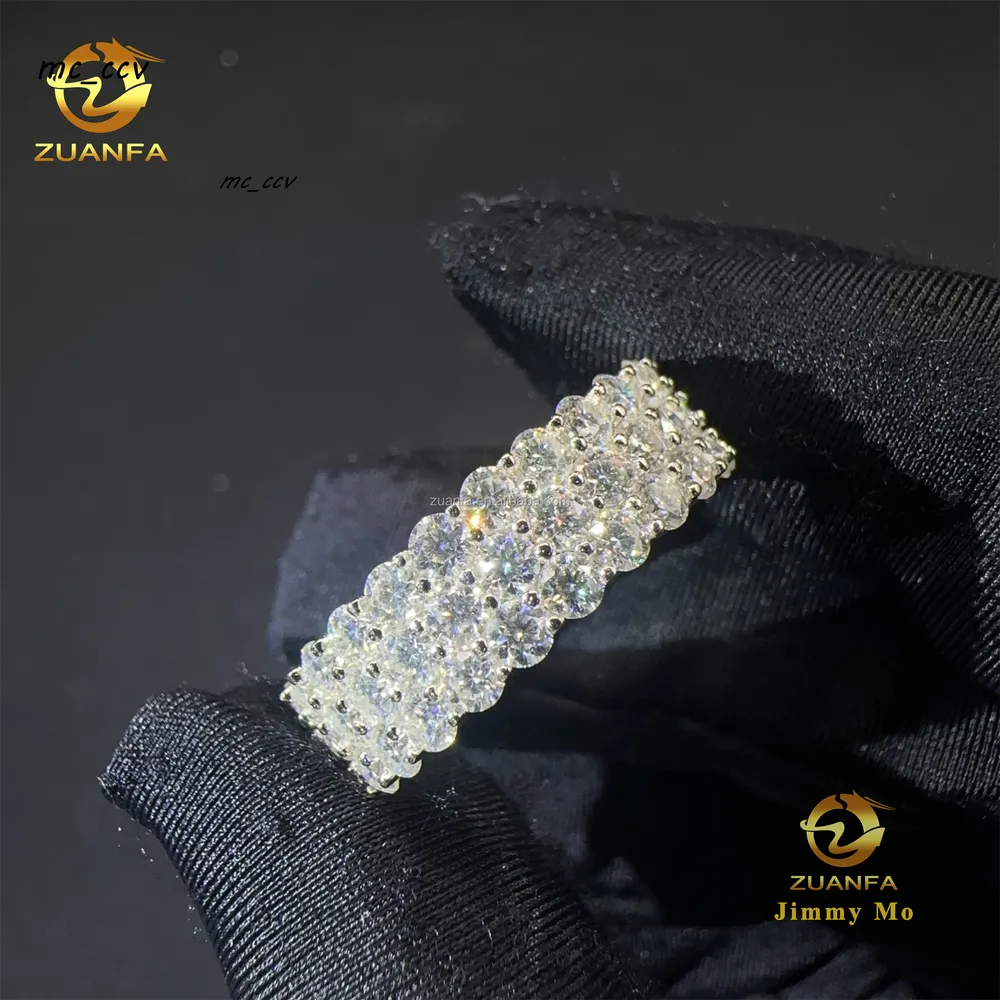New Design 3-Row Stone Rhodium Plated S925 Silver Elegant Style Luxury ...