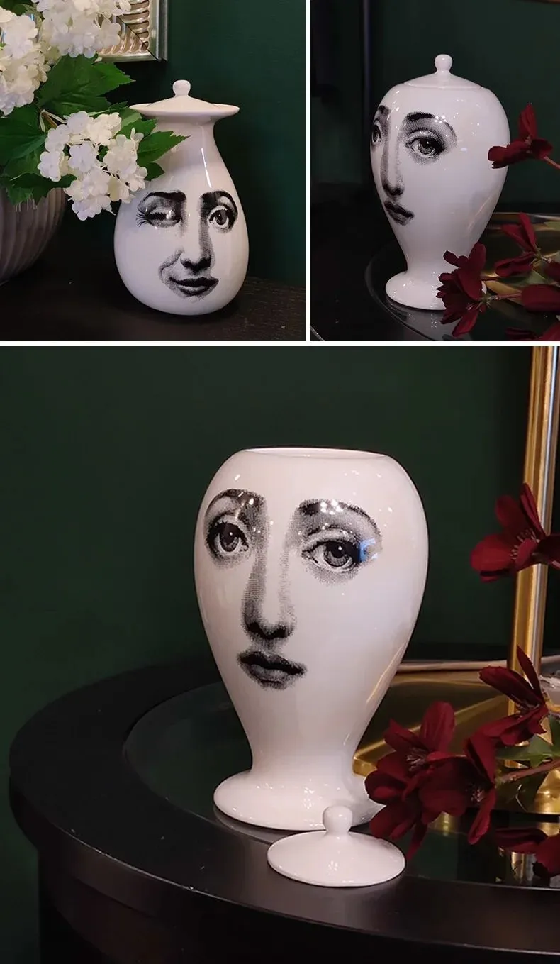 Funny Creative Flower Pot European Tablet Vases Double Side Face Style ...