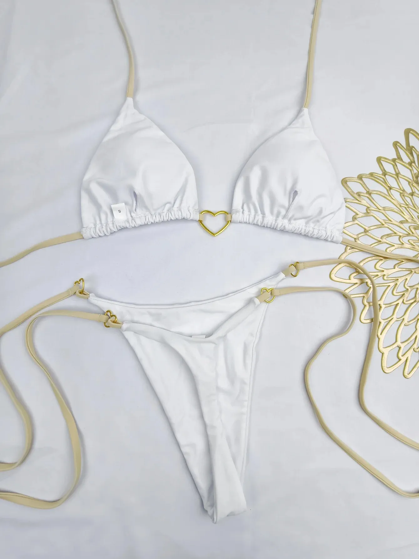 Solid Color White Bikini Women Suit Low Waist Laceup... From Bigwang05 ...