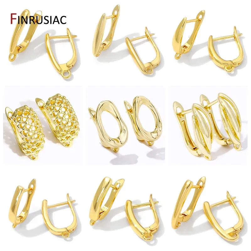 18K Gold Plated Brass Smooth Earwire Fasteners Earring Hooks Clasps ...