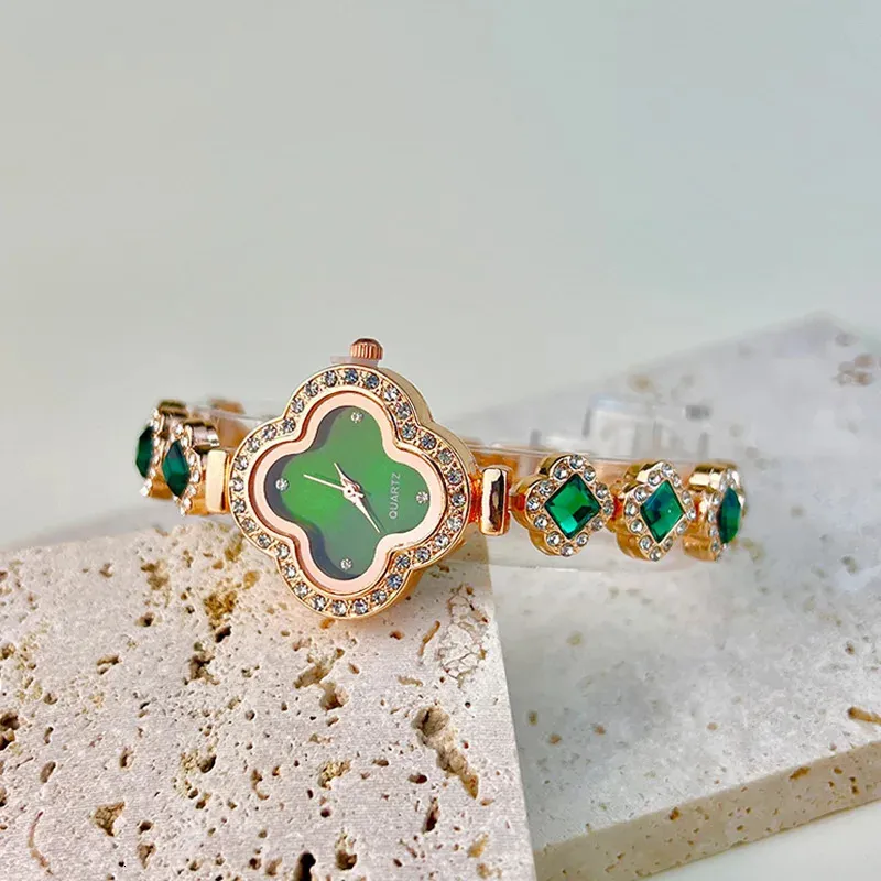 Ladies' Classic Fashion Quartz Watch with Four-Leaf Clover, Embedded ...