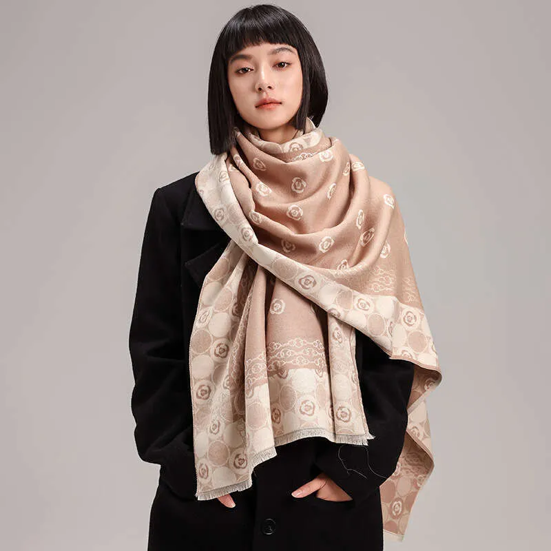New Imitation Cashmere Scarf Woman Style Khaki Letter Print Autumn ...