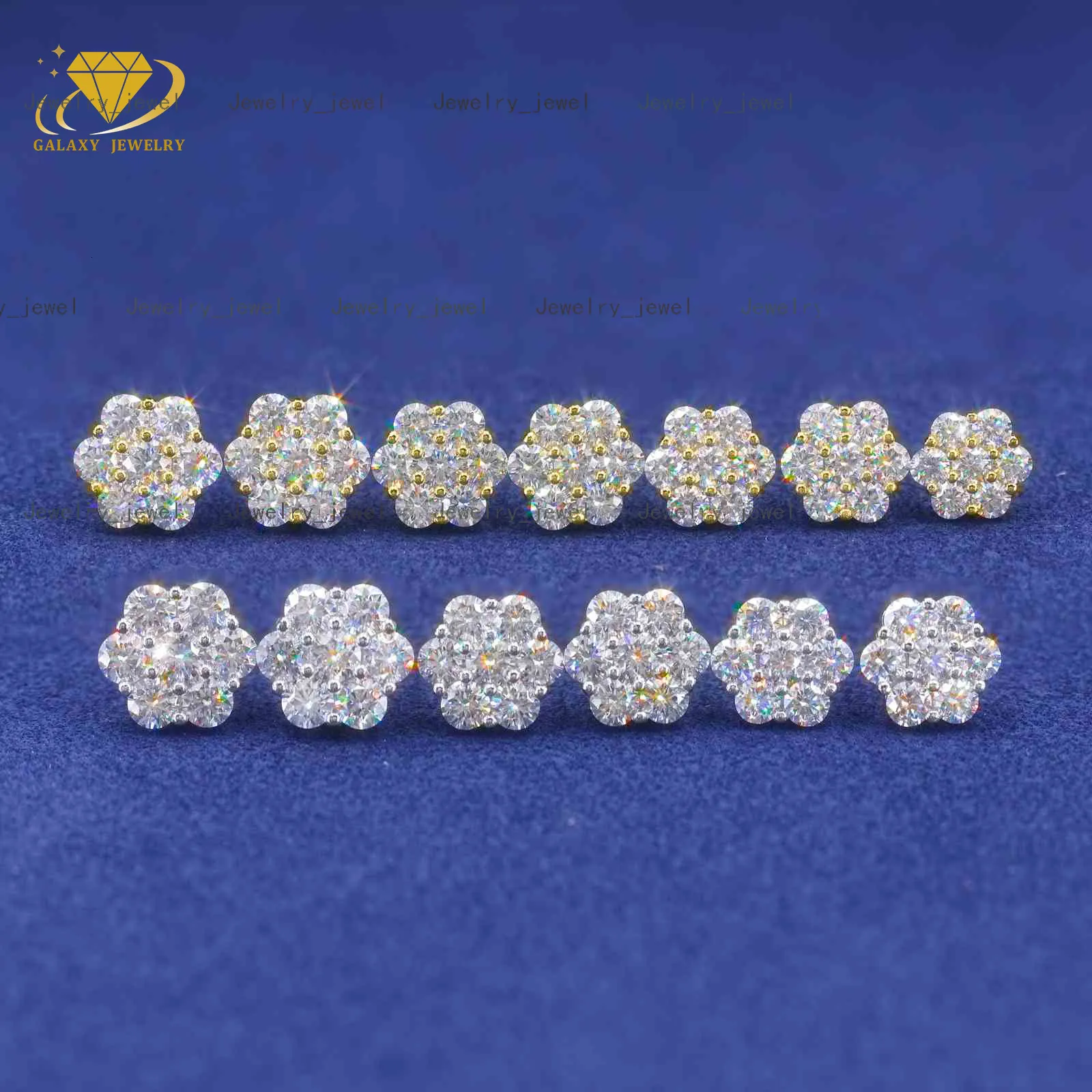 Hot Selling Fine Jewelry Earrings, 925 Silver Flower Cluster Stud ...