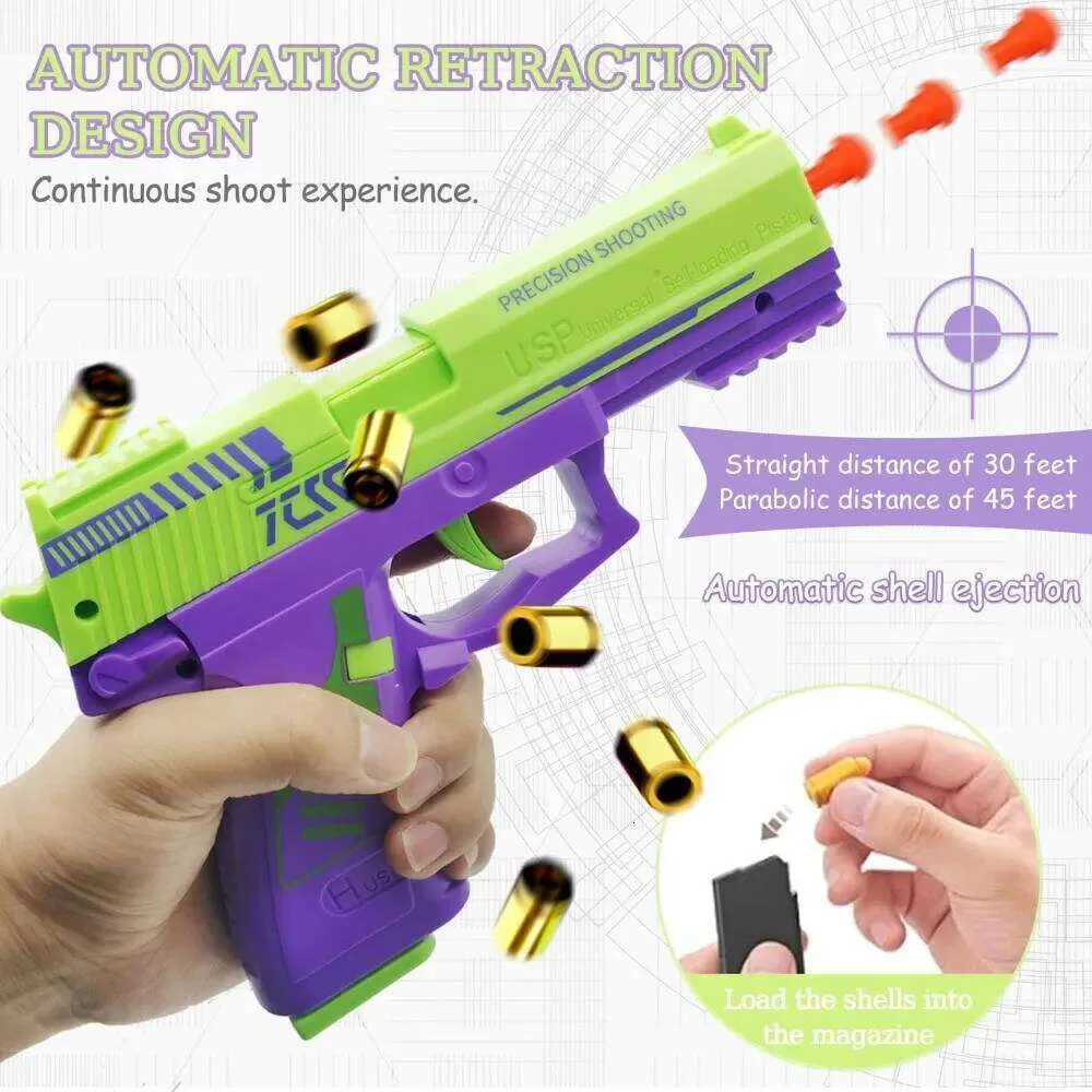Children's Toy Gun Shell Ejecting Soft Bullet Pistol, Outdoor CS ...