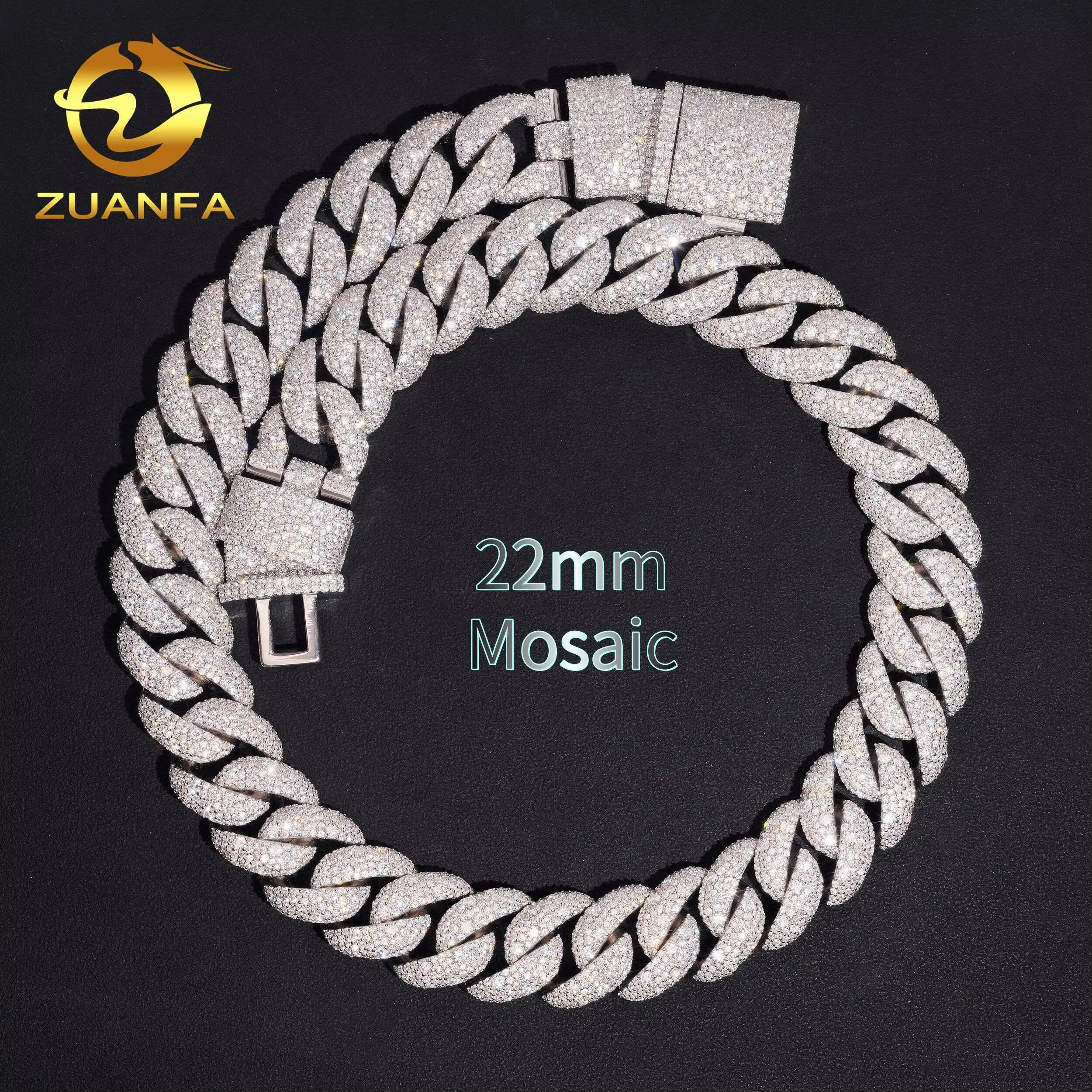New Trend 22mm Moissanite Cuban Link Chain Necklace ... From Dunhuang ...