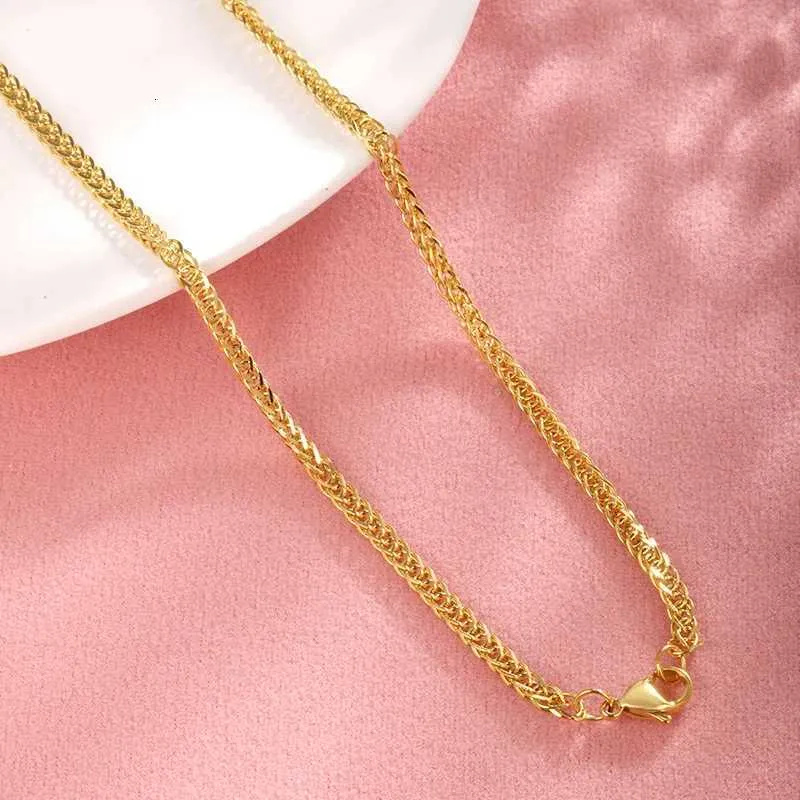Luxury 24K 9999 Pure Gold Real Gold Square Chain Personality Necklace ...
