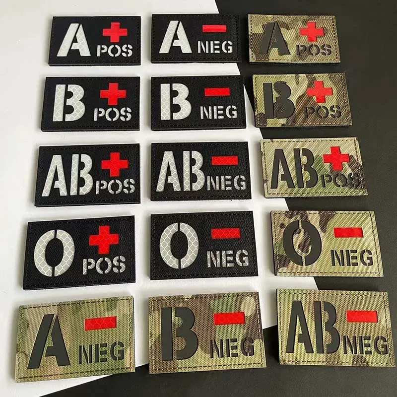 Reflective Tactical Armband Army Stickers IR Type A B AB O NEG POS ...