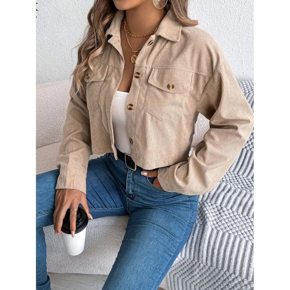 Women's Corduroy Short Jacket Coat: Autumn Winter Casual Hoodie ...