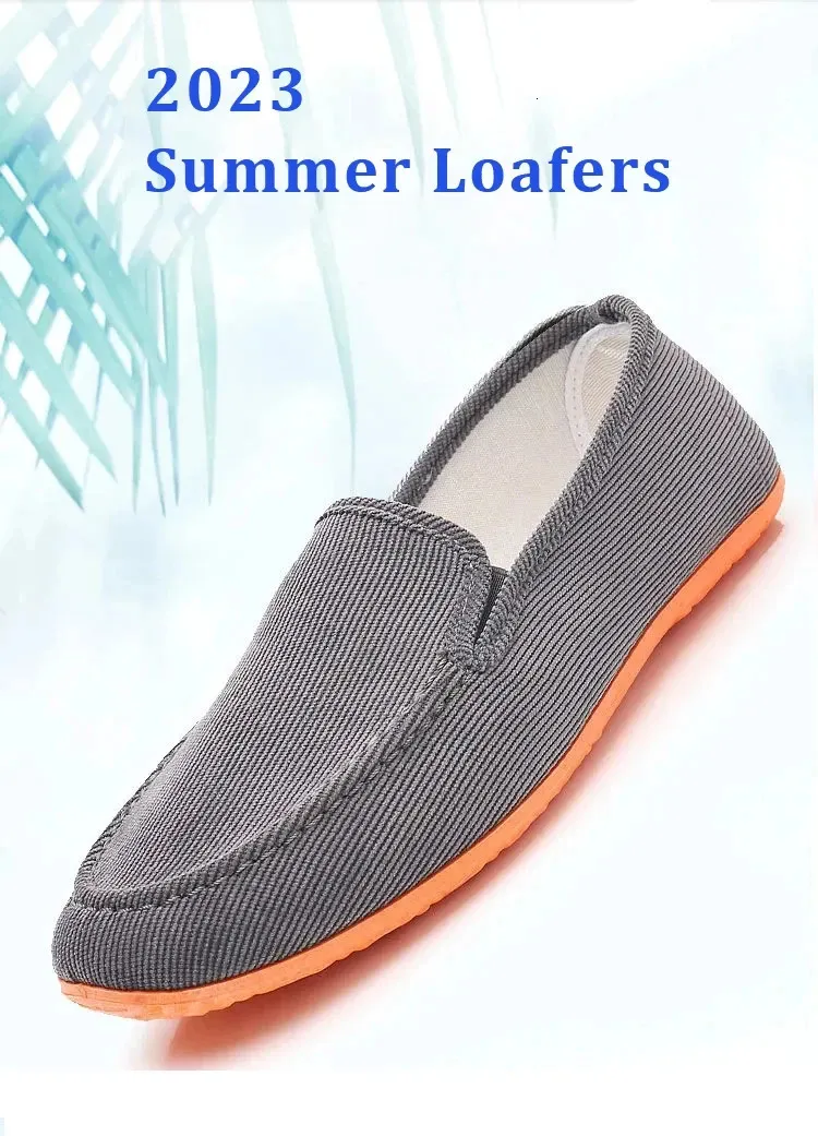 Men's Big Size Casual Canvas Driving Loafers Vintage Dad Simple Flat ...