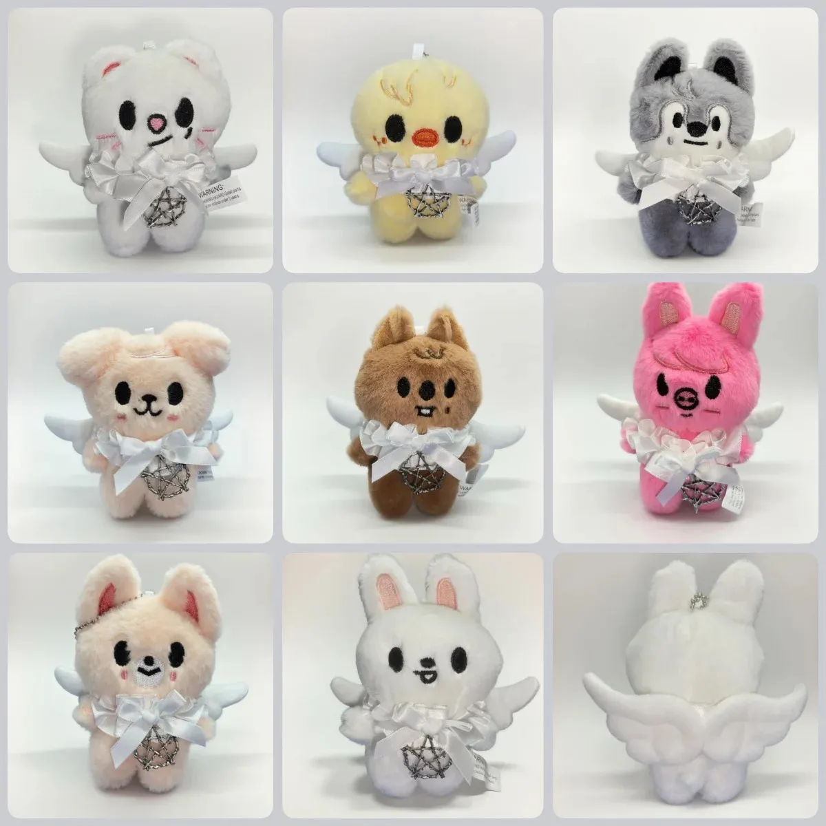 SKZOO Mini Mini Plush Toys Pure White Wings Metal Pentagonal Badge ...