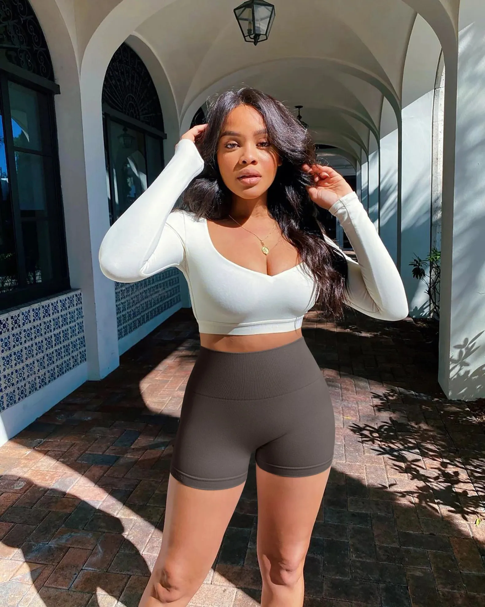 Summer Seamless High-Waisted Hip Lift Yoga Sports Shorts for Women - No ...