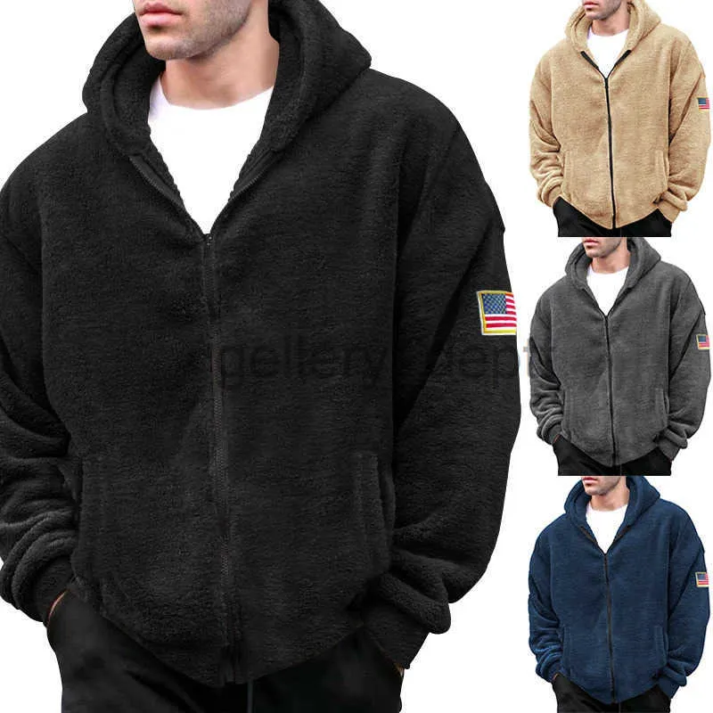 Men's Fashion Bomber Jacket: Doublesided Fleece, Embroidered Flag Label ...