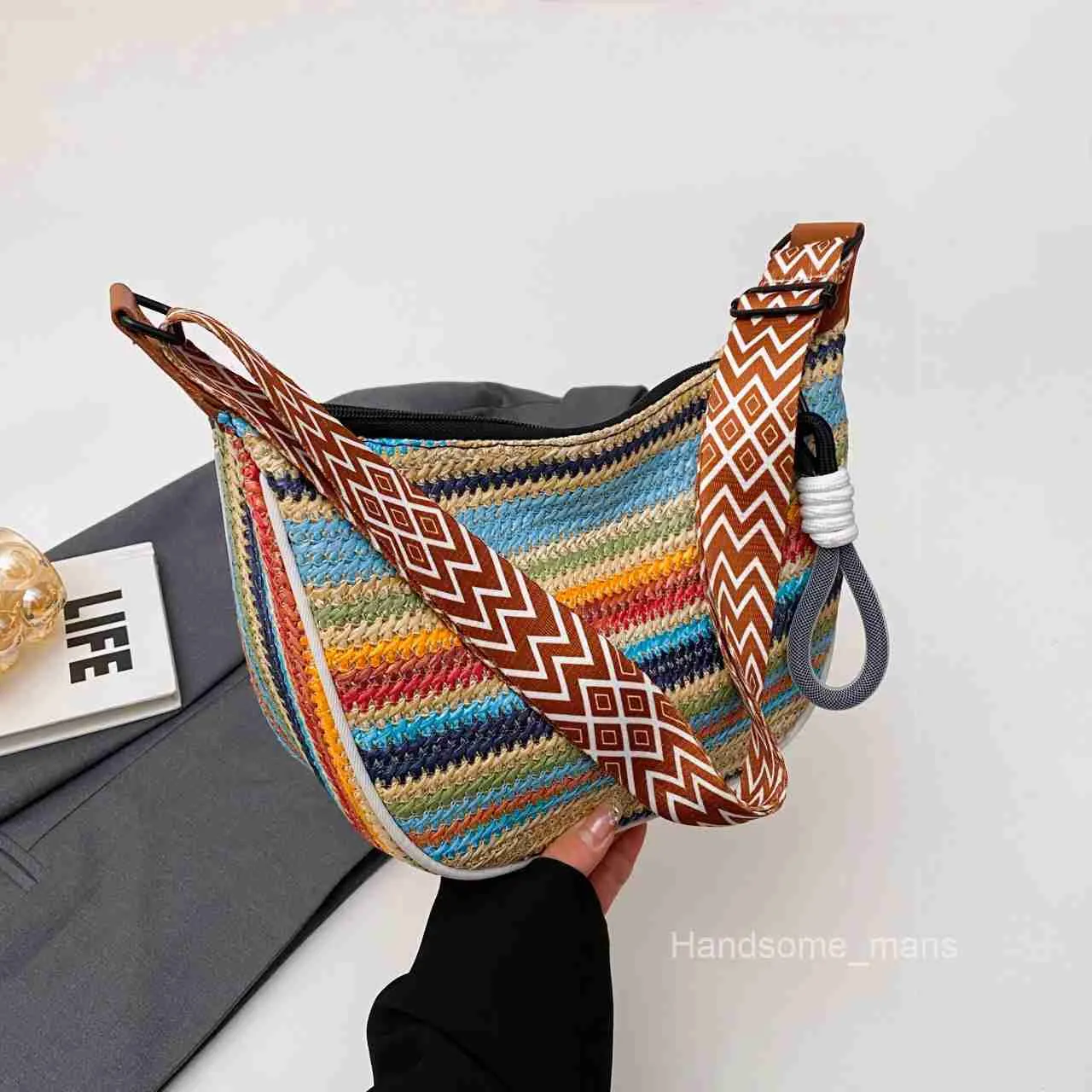 Handwoven Rainbow Crossbody Shoulder Bag - Small Fashion Backpack for ...