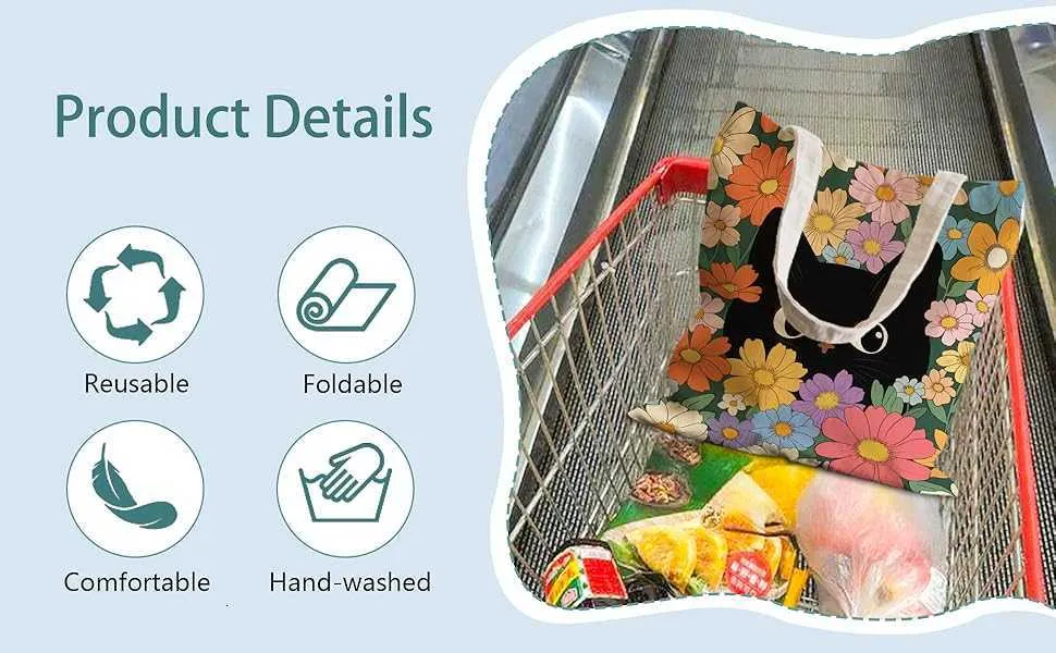 Canvas Tote Bag for Women with Magnetic Snap Closure, Zipper Inner ...