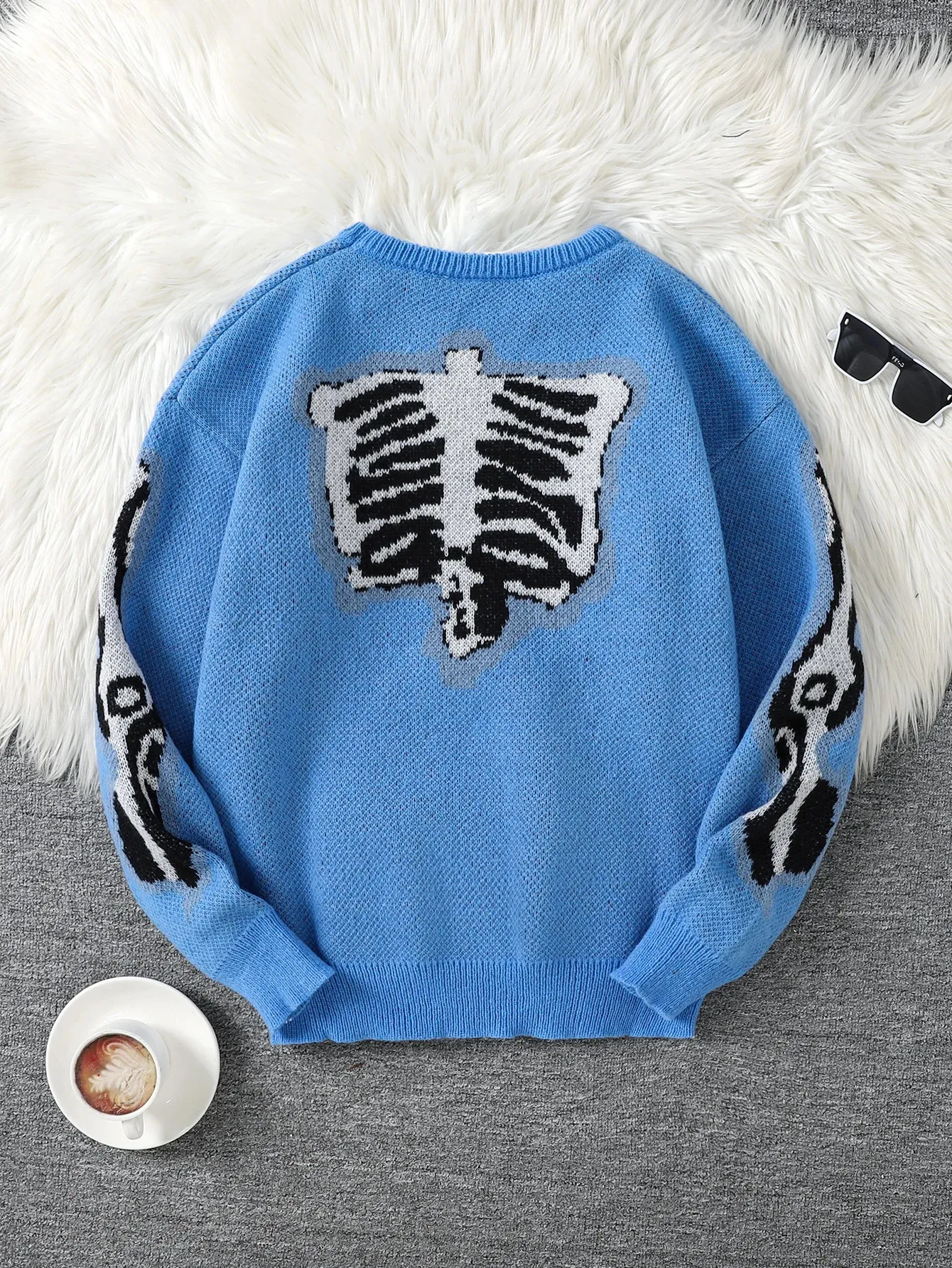 Spring and Autumn Bone-Shaped Butterfly Jacquard Pattern Pullover ...
