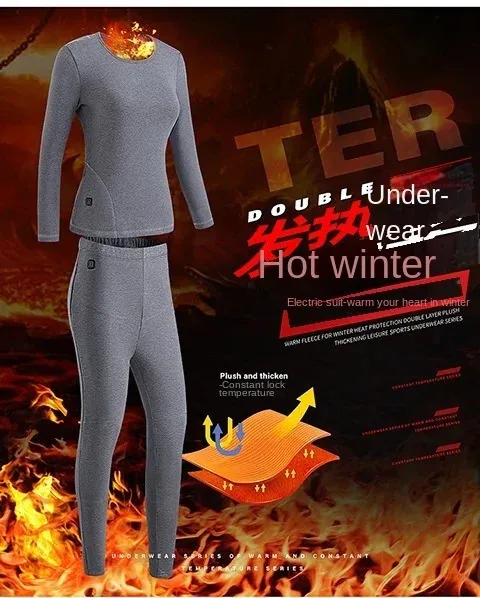 30 Zones Heated Underwear for Women and Men, USB Electric Heating ...