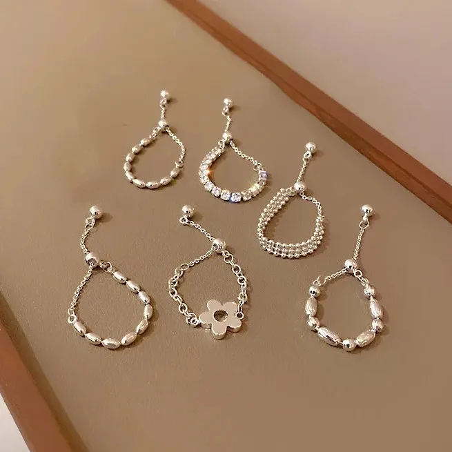 Kiss 925 Sterling Silver Flower Ball Long Tassel Chain Adjustable Pull ...