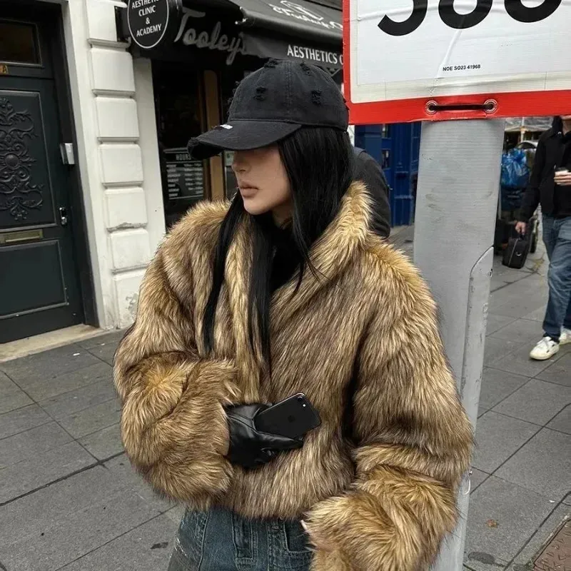 Versatile Fox Fur Grass Cropped Fur Coat For Women Eco Friendly, Thick ...