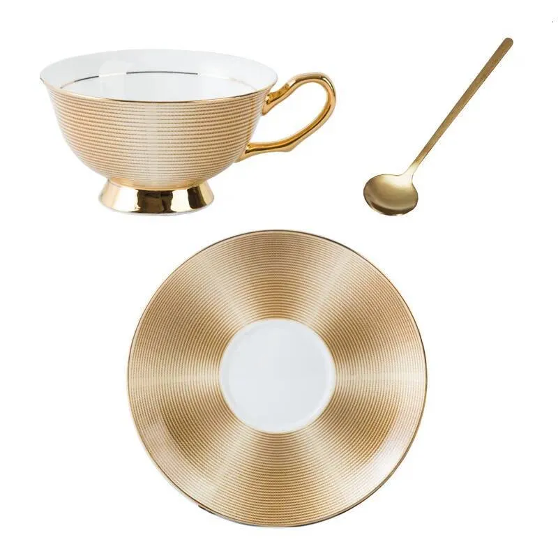 Coffee Gold European Porcelain Cup and Saucer Afternoon Tea Cup Cafe ...