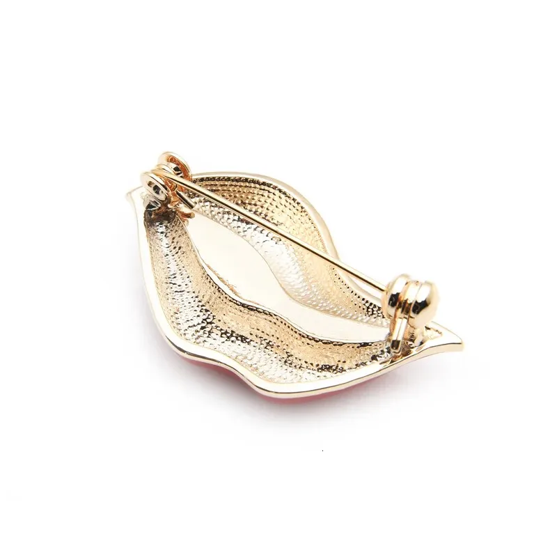 Wulibaby Red Lip Enamel Brooches for Women Men, Party Banquet Alloy ...