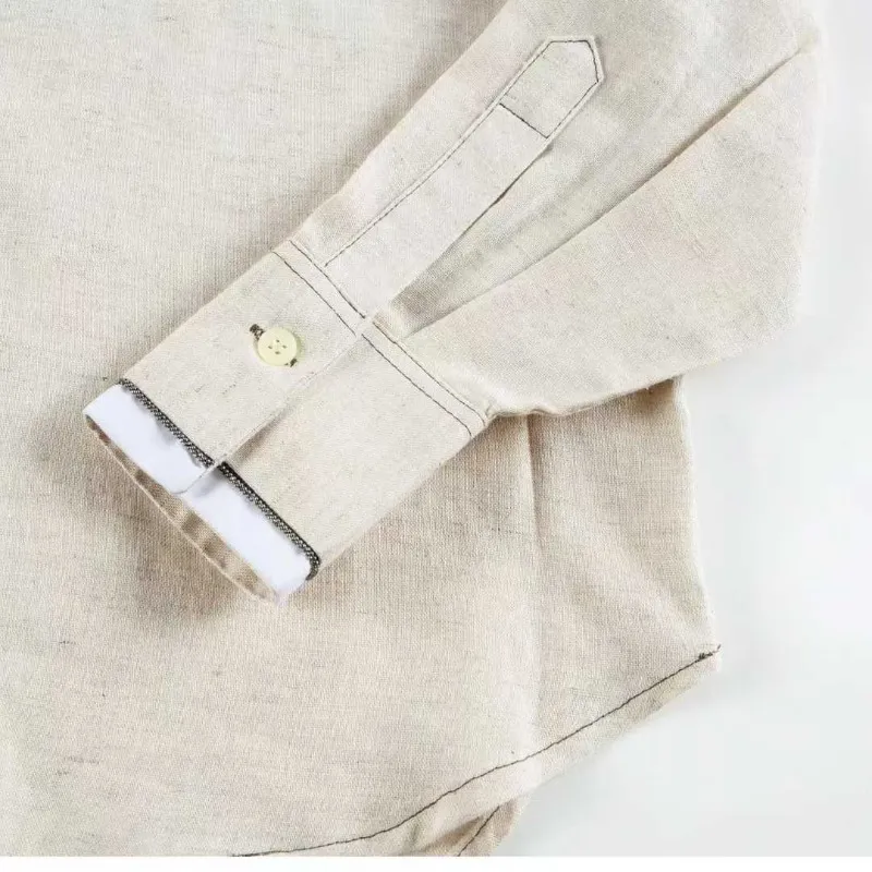 Women's Two-Piece Cotton and Linen Suit for Spring/Summer, Long-Sleeved ...