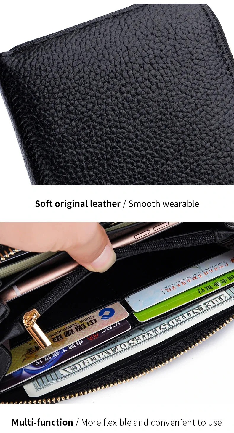 Genuine Leather Women's Long Wallet with Tassel, Clutch, Phone & Money ...