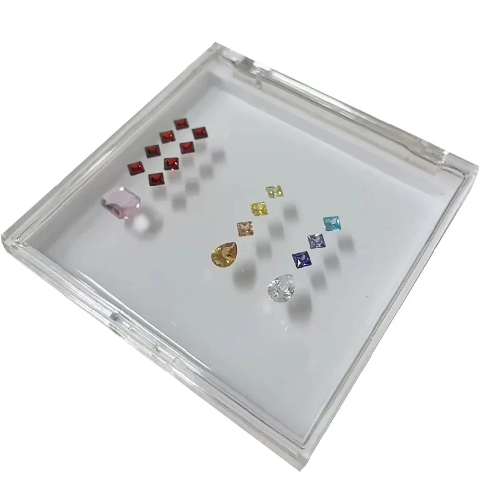 Adhesive Gemstone Storage Box, 9cm Square Loose Diamond Showcase, Gem ...