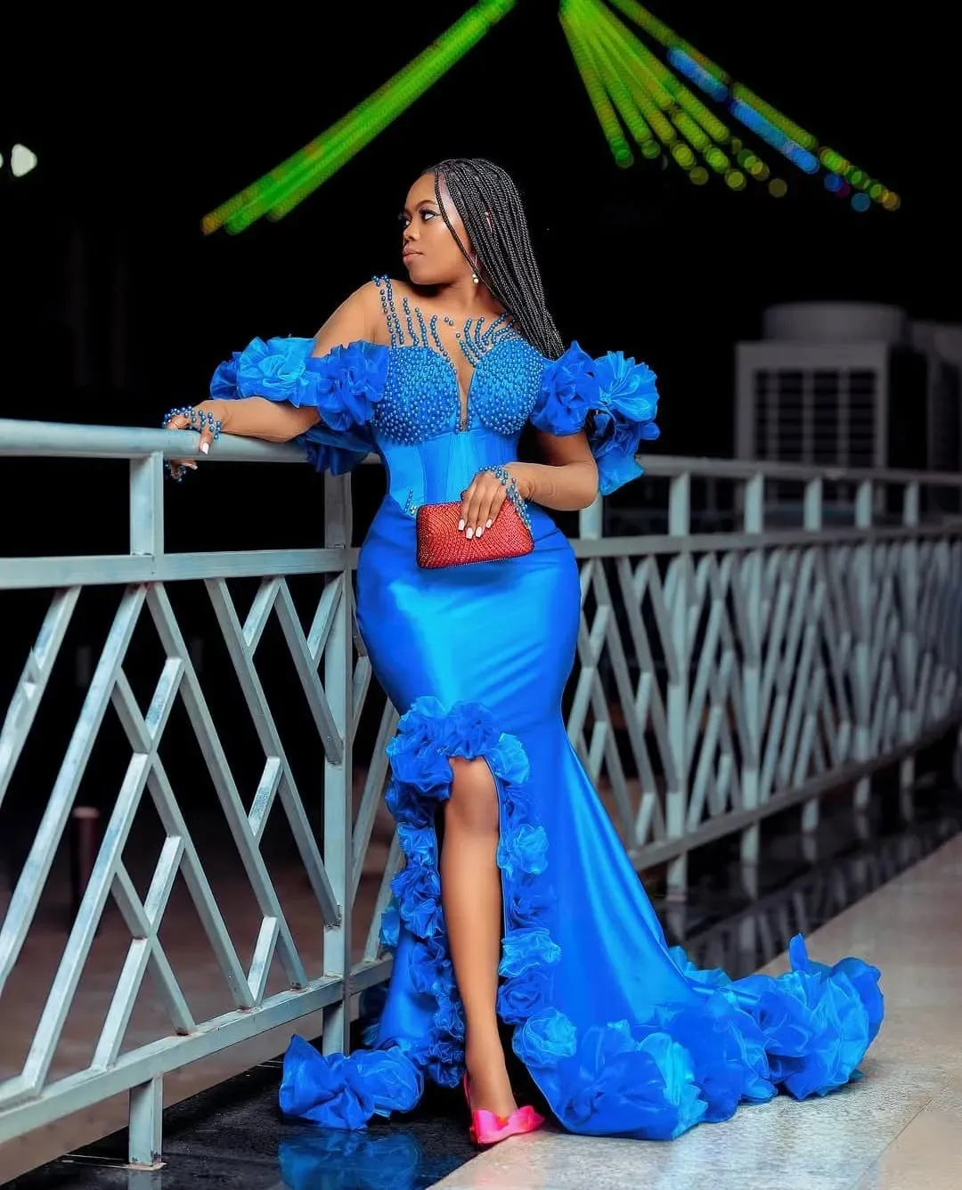 Blue Mermaid Blue Prom Dresses 2022 With Pearls And Beading, Long ...