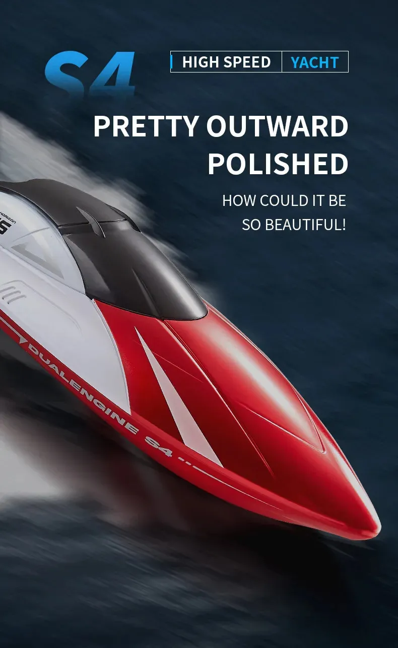 15 Kmh Remote Control Boat, Double Rudder Motor, Waterproof Abs High ...