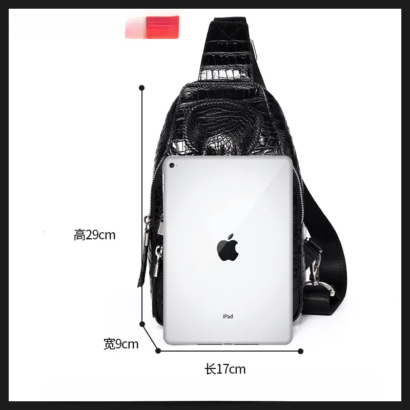 Luxury Crocodile Pattern Men's Chest Chest Bag For Men Genuine Leather ...