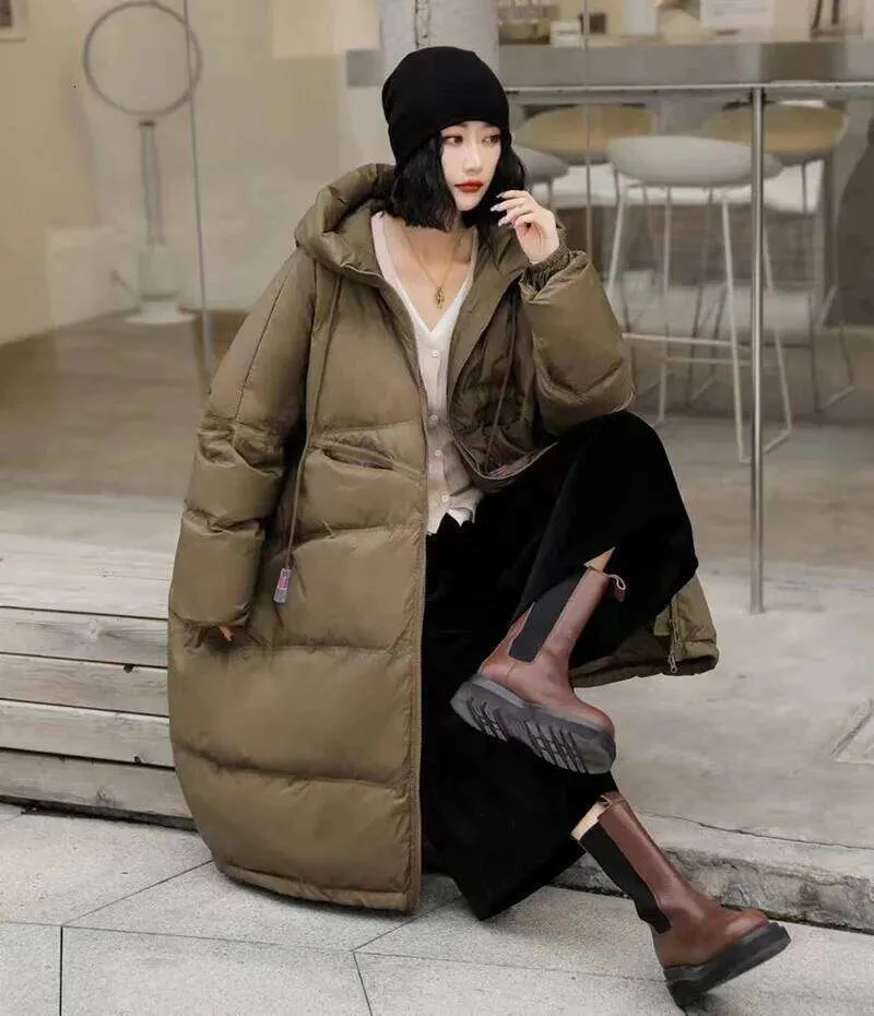 Schinteon Women's White Duck Down Jacket with Hood - Autumn Winter Warm ...