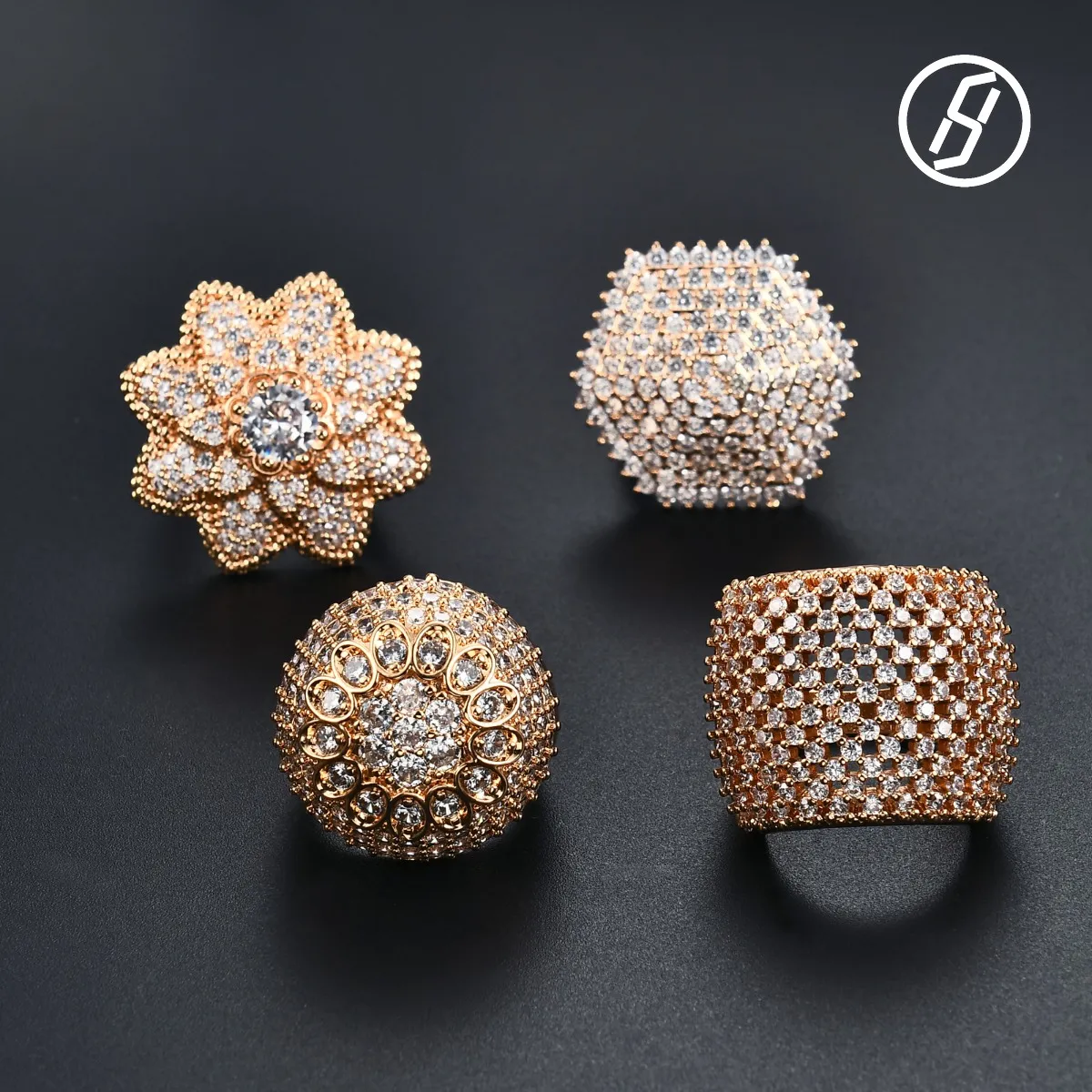 Vintage Full Diamond Ring, Light Luxury Zircon Inlaid, High-Quality ...