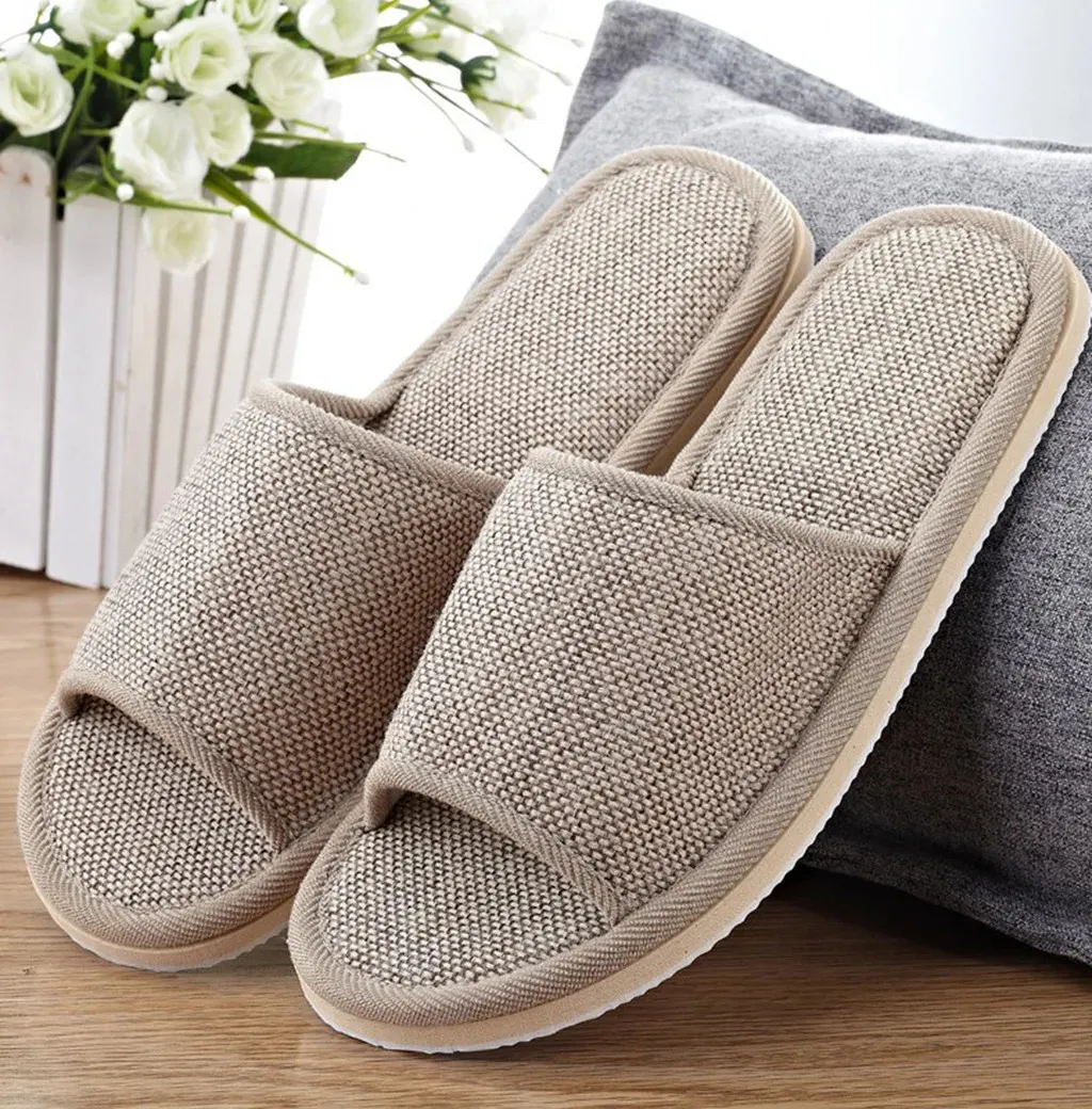 Indoor Slippers for Men and Women Household Floor Pull-On Flip Flops ...
