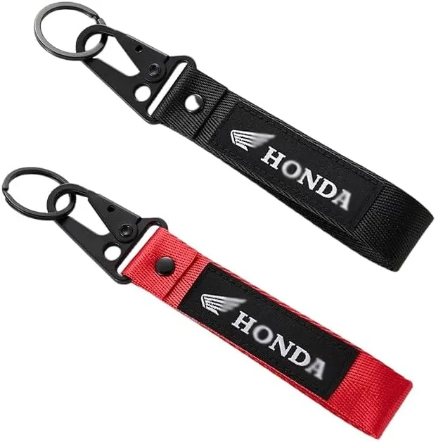 2-Piece Fabric Keychain Set, Black and Red Motorcycle Keychain, Heavy Duty Key Chain for Bike ...