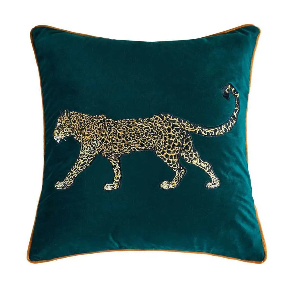 Luxurious Holland Velvet Leopard Embroidered Lumbar... From Sitanka ...