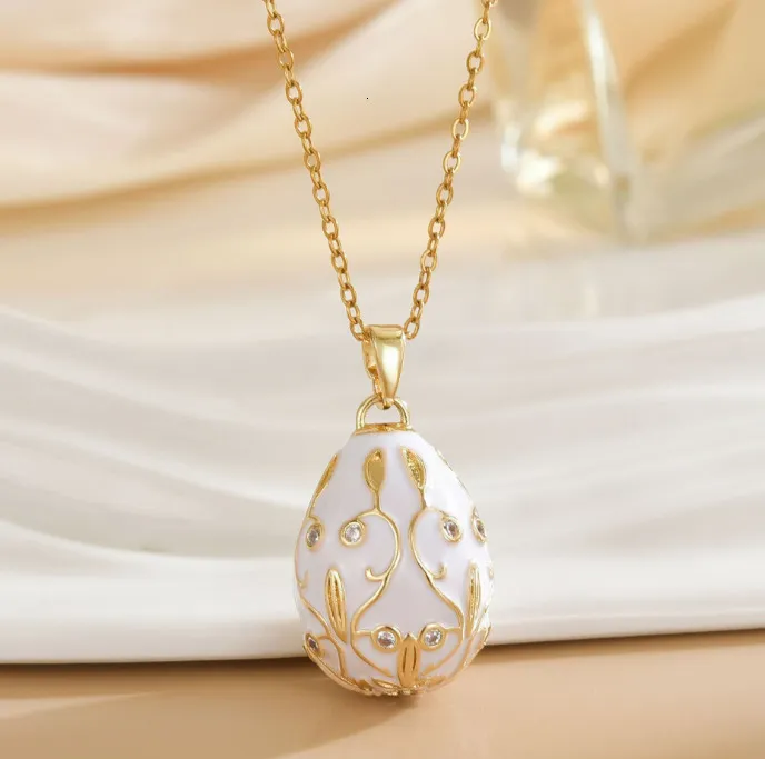 Russian Easter Egg Geometric Copper-Plated Pendant Necklace with Color ...