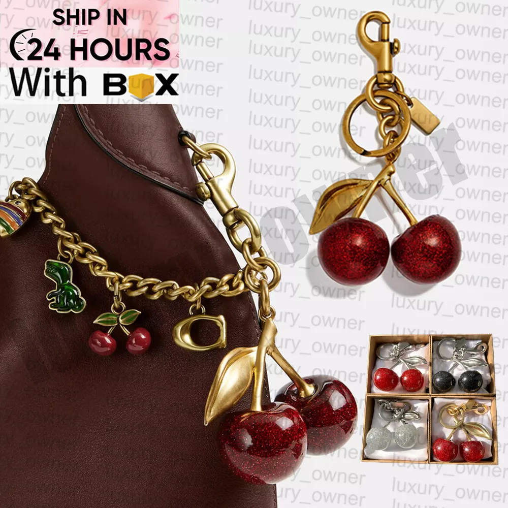 Women's Keyrings And Keychains Retro Cherry Keychain With Glitter Resin ...