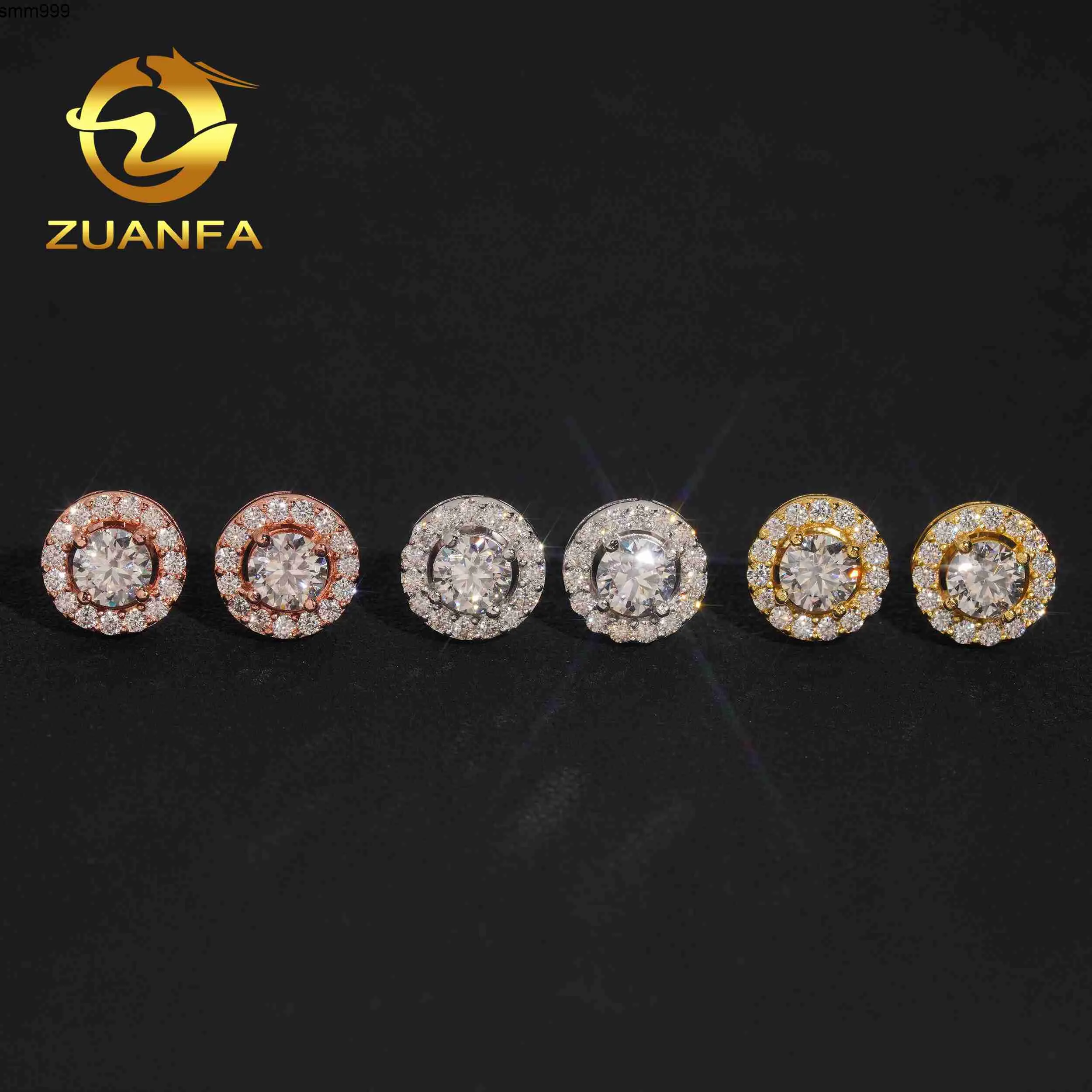 Fashion Round Halo Earrings, Cluster Moissanite Diamond, 925 Sterling ...