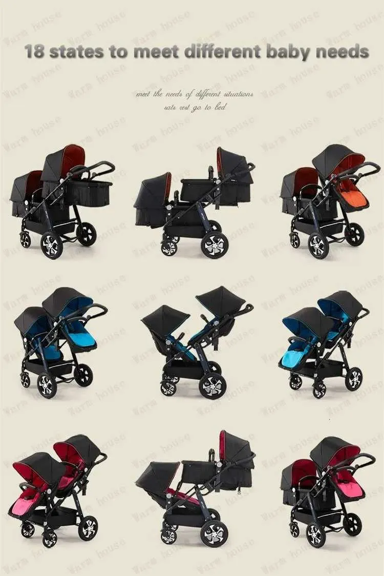 Lightweight Twin Baby Stroller, Foldable Double Stroller for Two ...