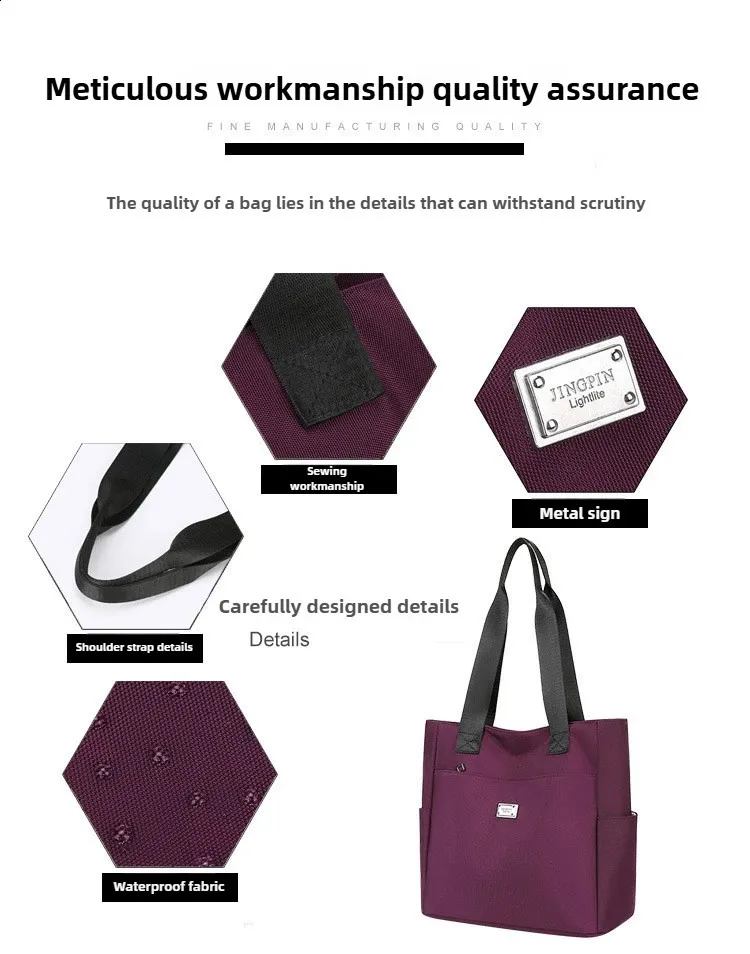 Simple Ladies Tote Bag Large Capacity Mommy Bag Nylon Fashion Handbag ...