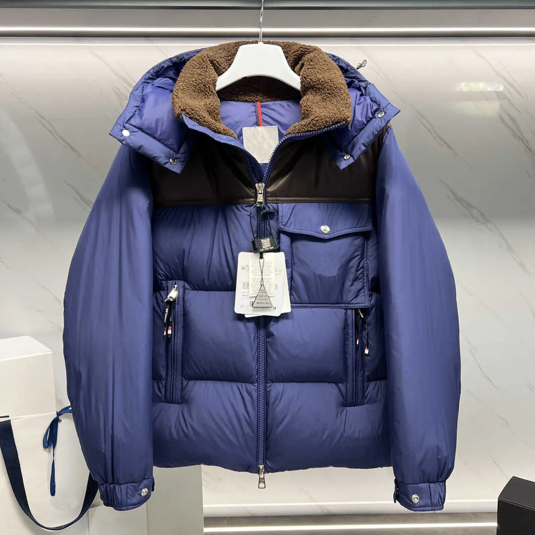 Winter Poison Couple Down Blue Puffer Jacket With Lamb Wool Collar And ...