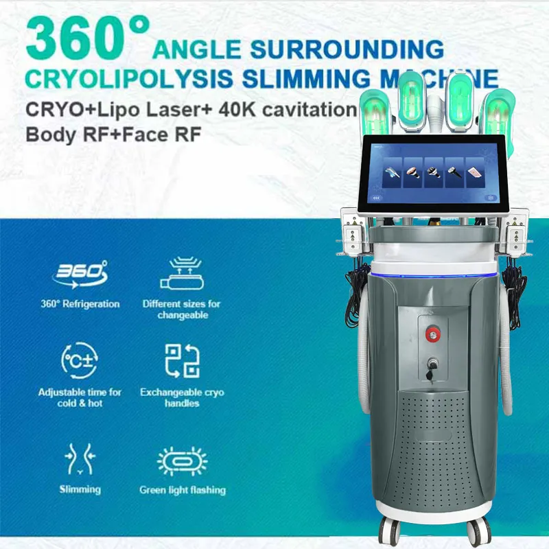 9 Handle Vertical Cryo Fat Dissolving Back Machine With Cavitation, RF ...
