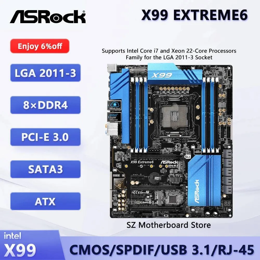 ASROCK X99 EXTREME6 LGA 2011 13 ATX X99 Motherboard... From ...