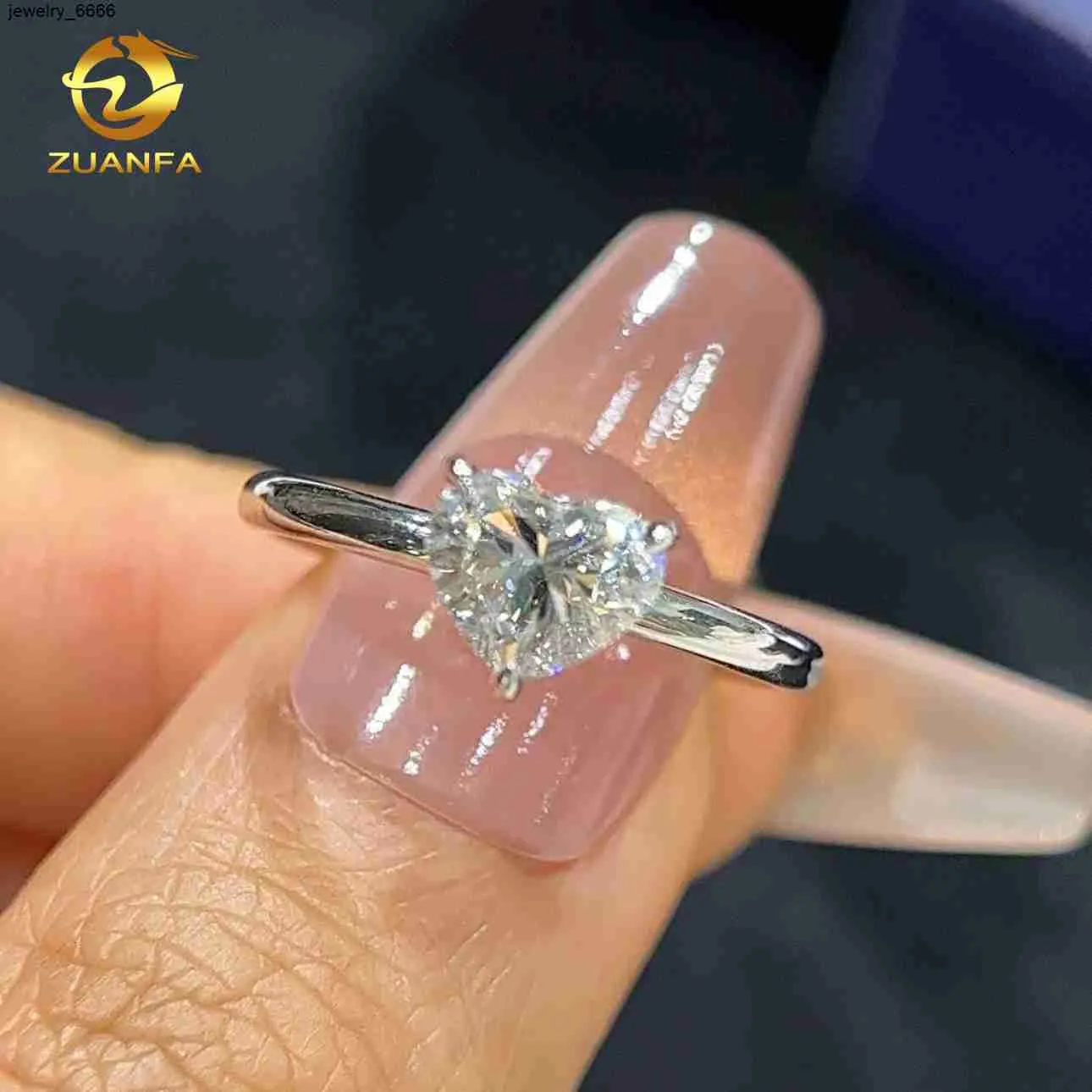 18k White Gold 1ct Heart Lab Diamond CVD Engagement Ring IGI Certified ...